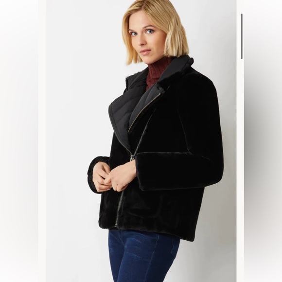 ecru | Jackets & Coats | Ecru Reversible Faux Fur Black Down Jacket ...